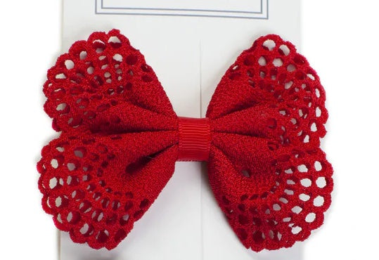 Eyelet Bow Red | Ribbies Hair Accessories
