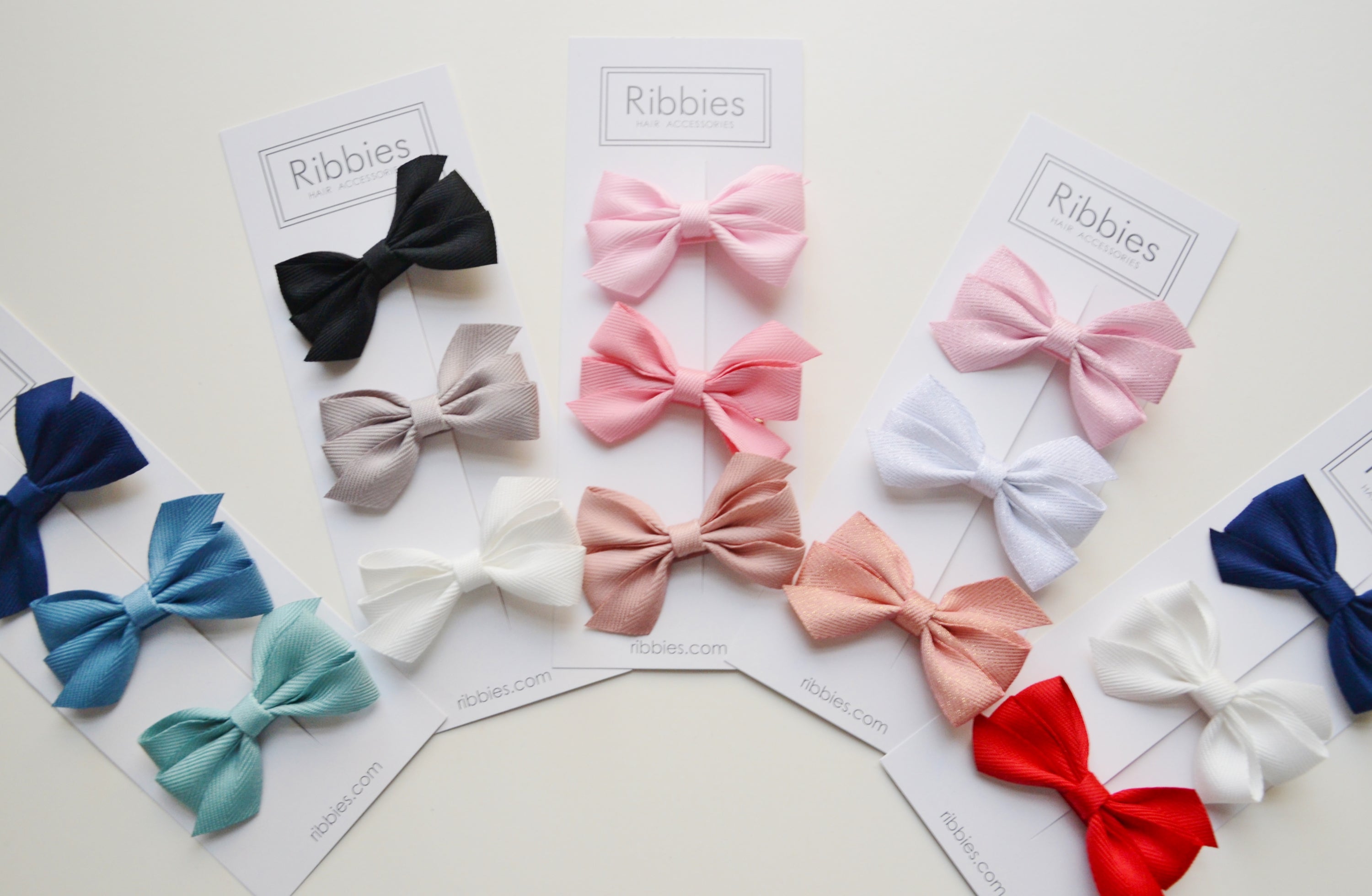 Set of 3 Medium Triple Bows - Black, Grey & White | Ribbies Hair ...